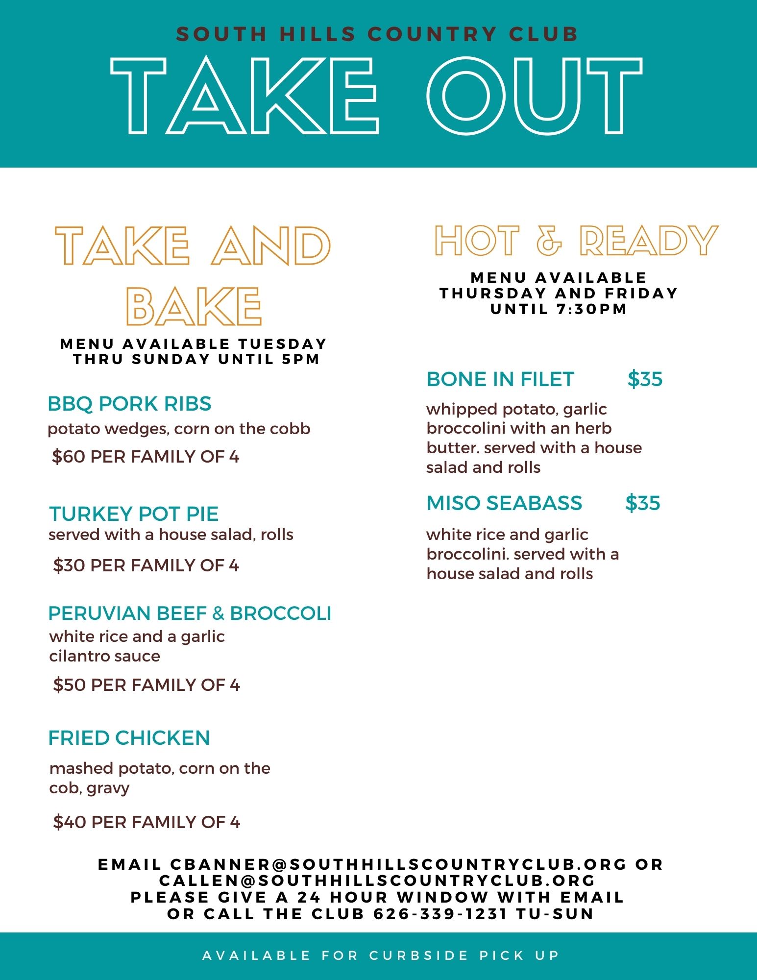 Menus – South Hills Country Club