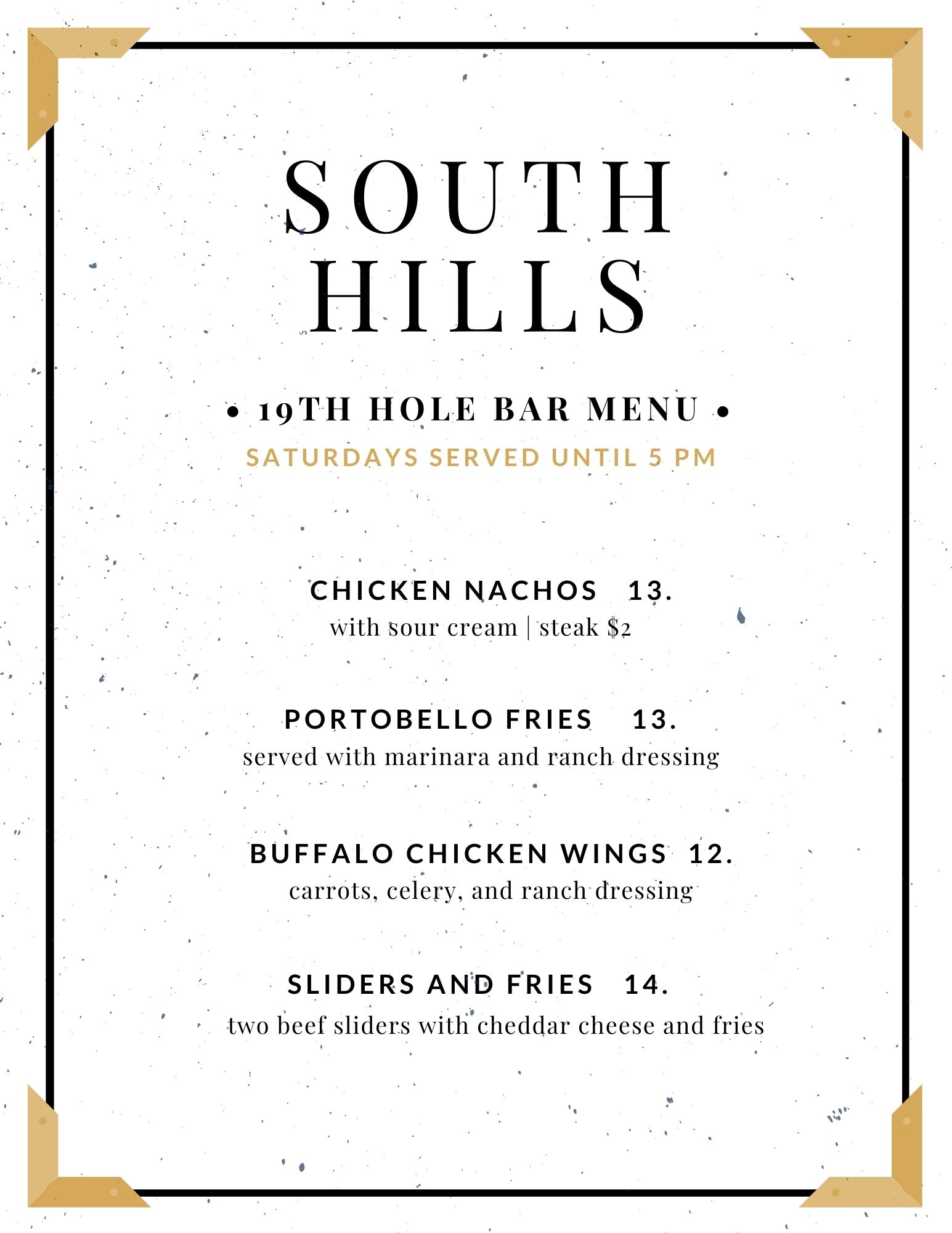 Menus – South Hills Country Club