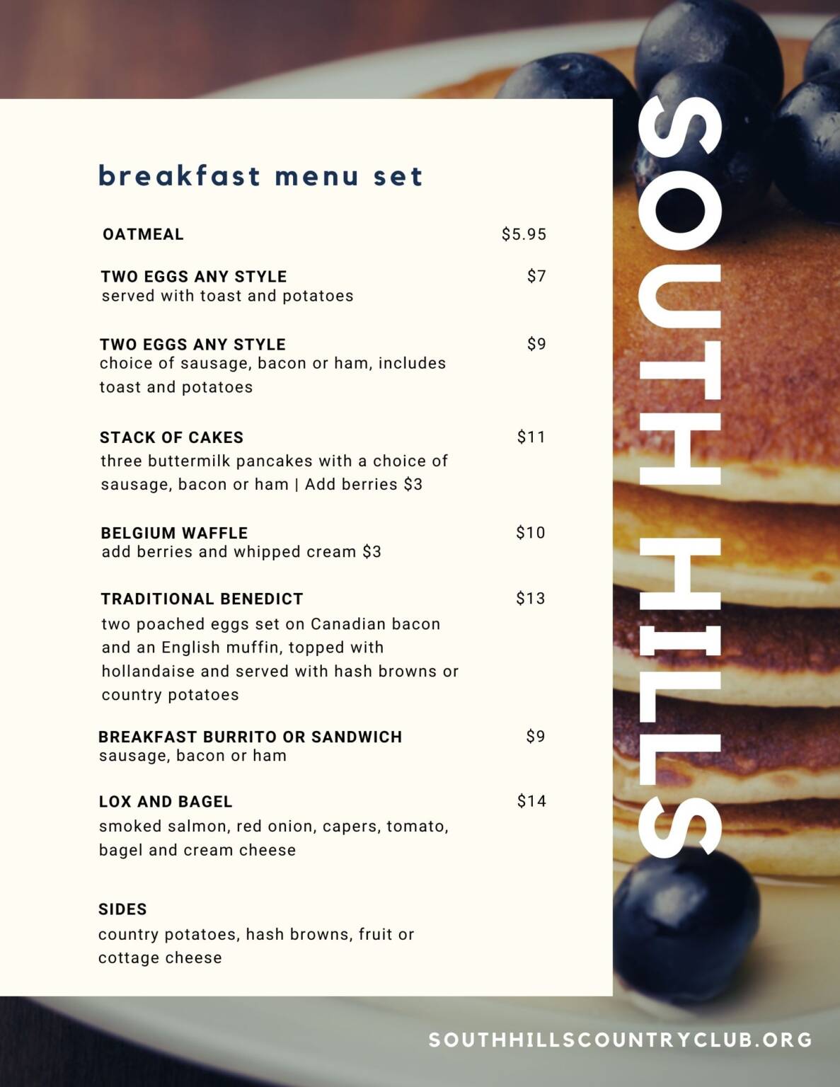Menus – South Hills Country Club
