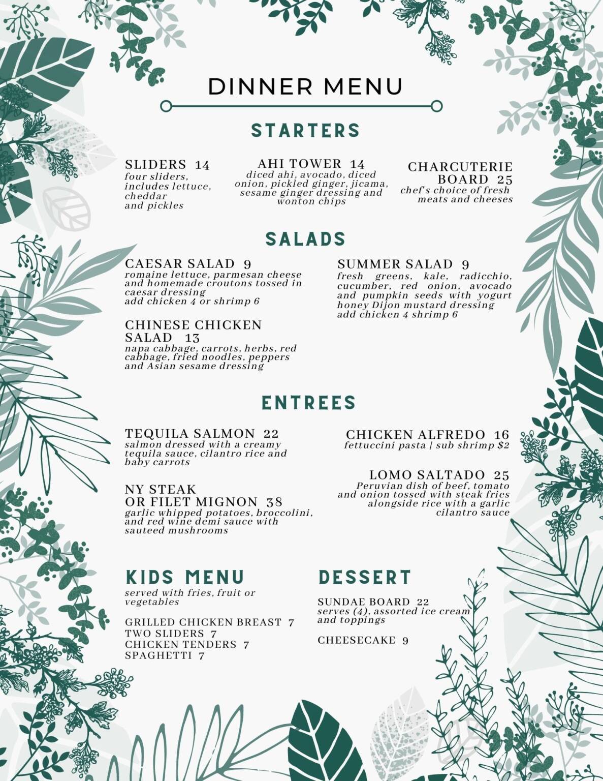 Menus – South Hills Country Club