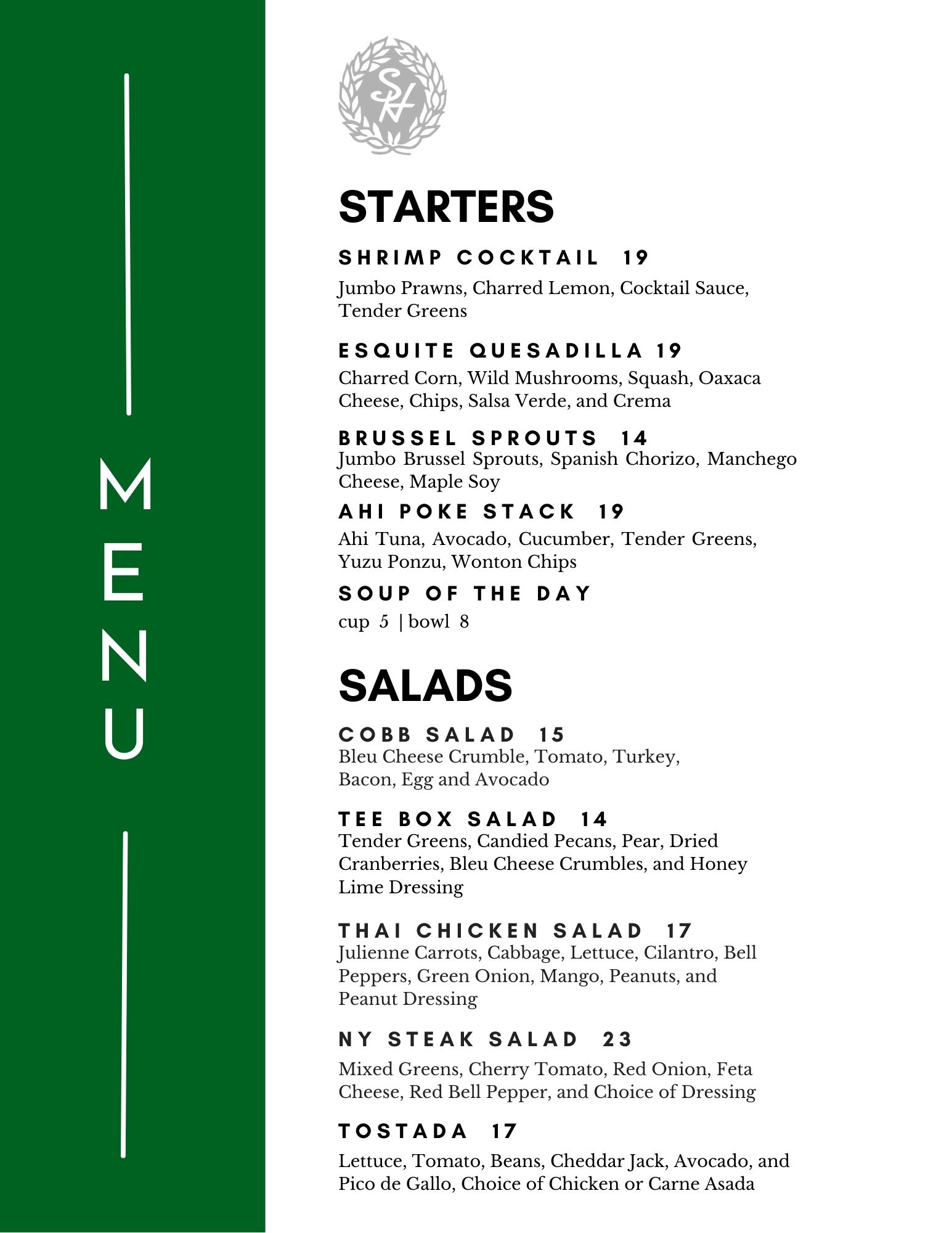 Menus – South Hills Country Club