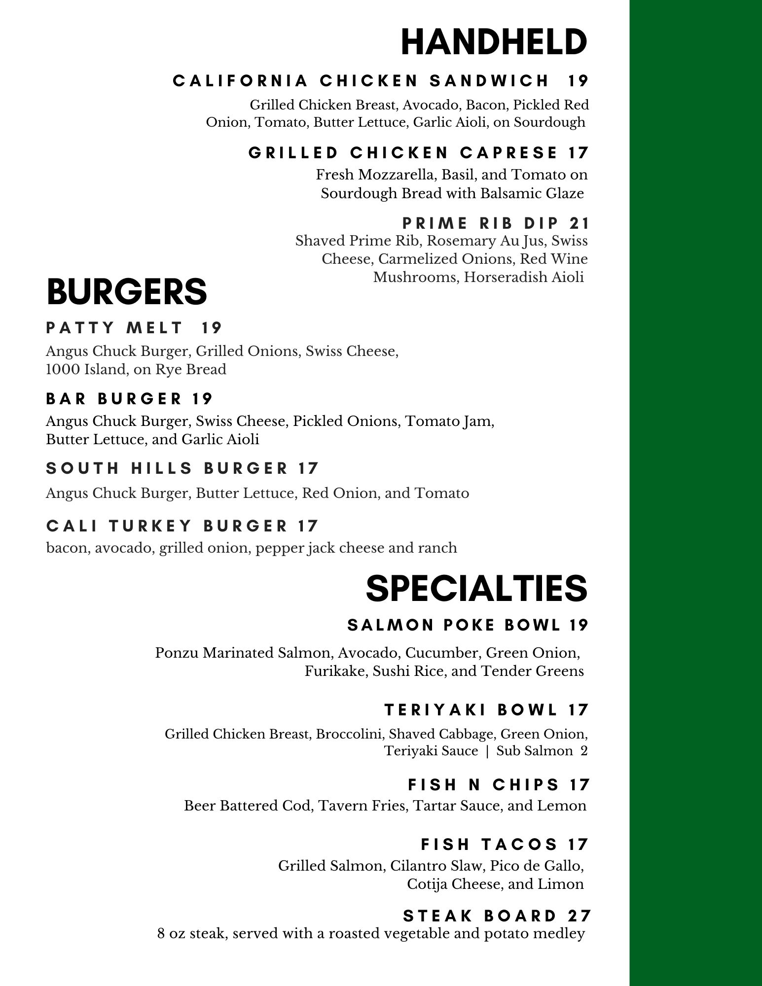 Menus – South Hills Country Club