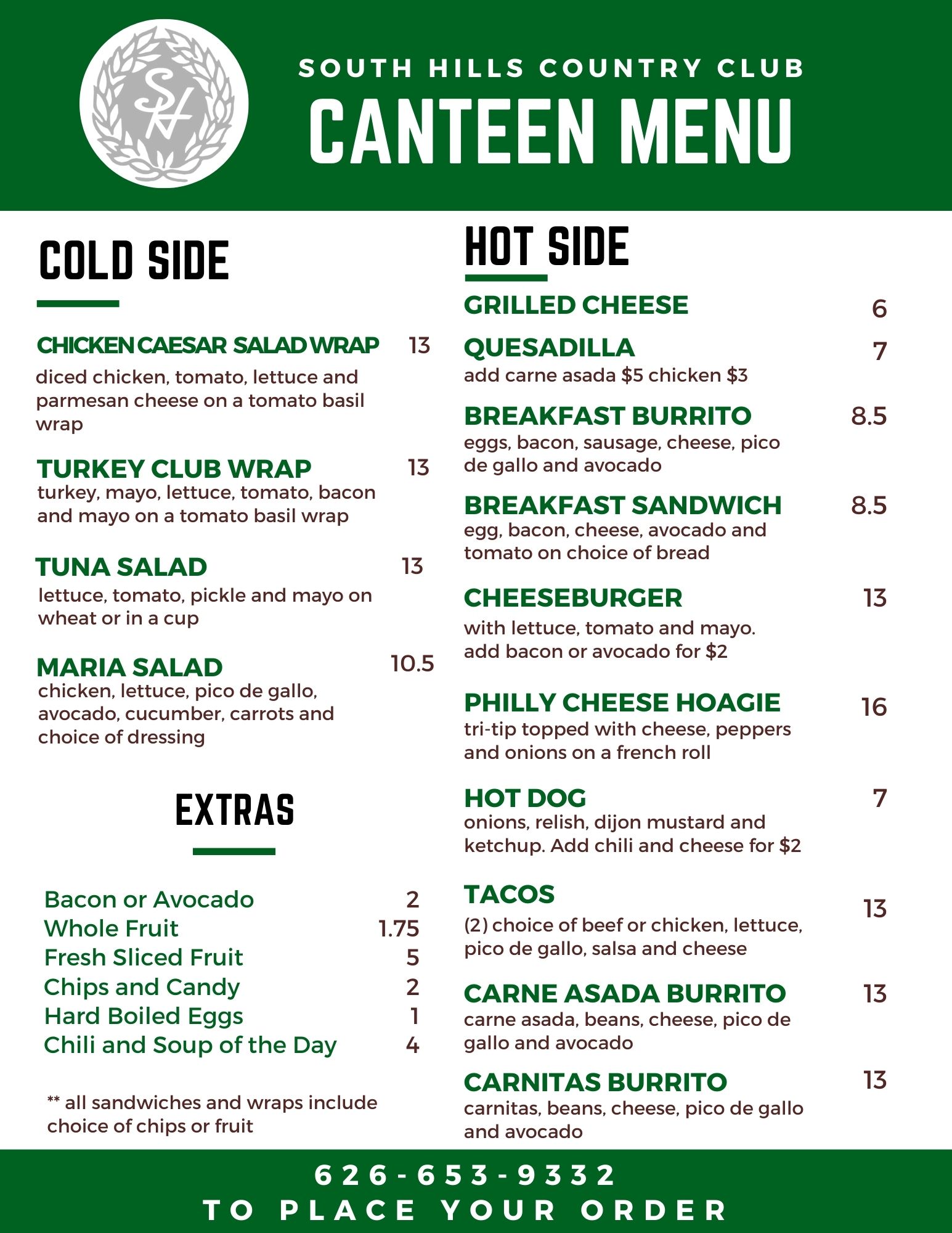 Menus – South Hills Country Club